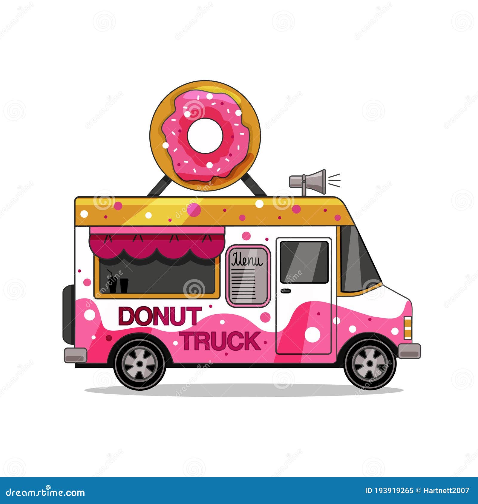 Donut Truck Icon. Street Food Van Vehicle, Delivery Transport Isolated ...