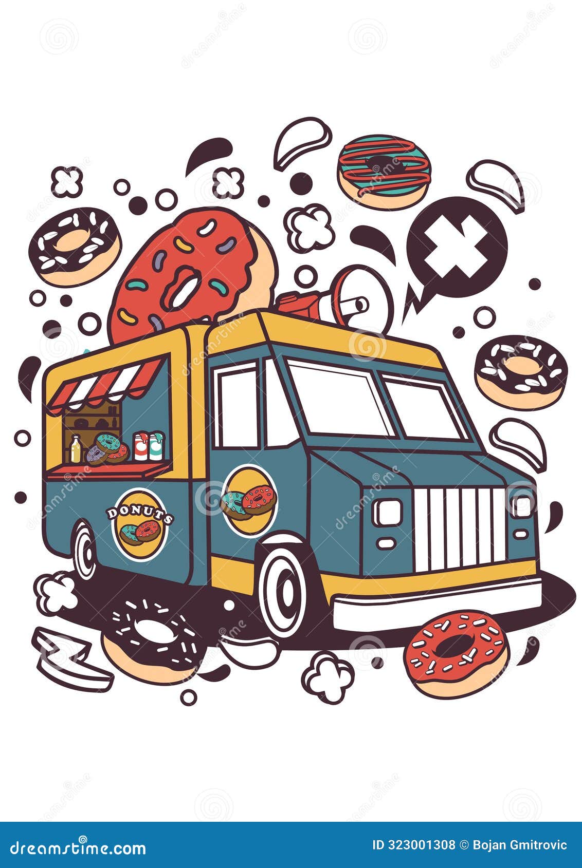Donut Van stock illustration. Illustration of advertising - 323001308