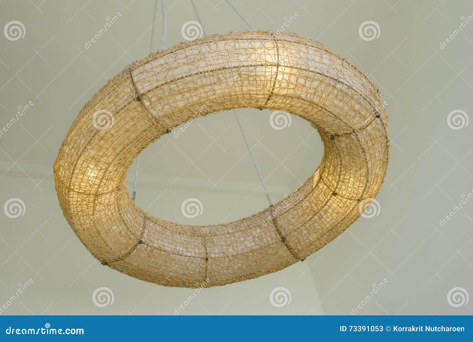 Donut Warm Lamp Made from a Rattan Hanging on Ceiling,interior Design ...