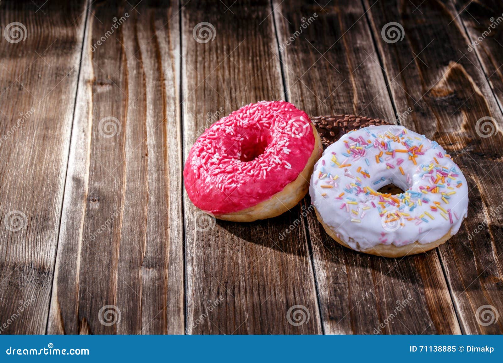 Donut wooden background stock image. Image of snack, chocolate - 71138885