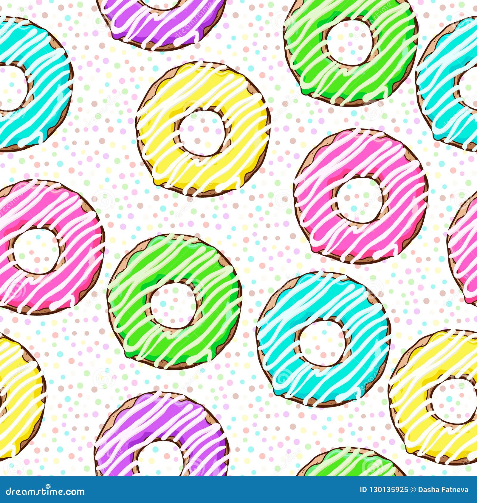 Donuts on Abstract Background. Seamless Pattern with Dots and Donuts ...