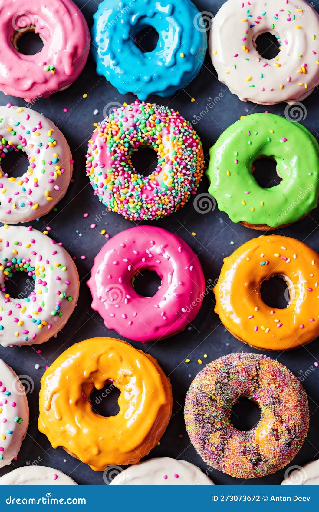 Donuts. Assorted Donuts with Different Glazes, Confectionery Sprinkles ...
