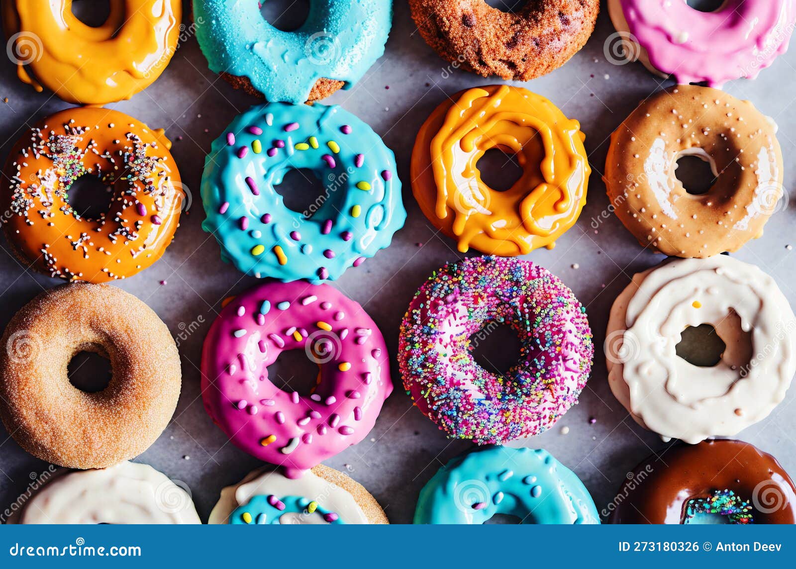 Donuts. Assorted Donuts With Different Glazes, Confectionery Sprinkles ...