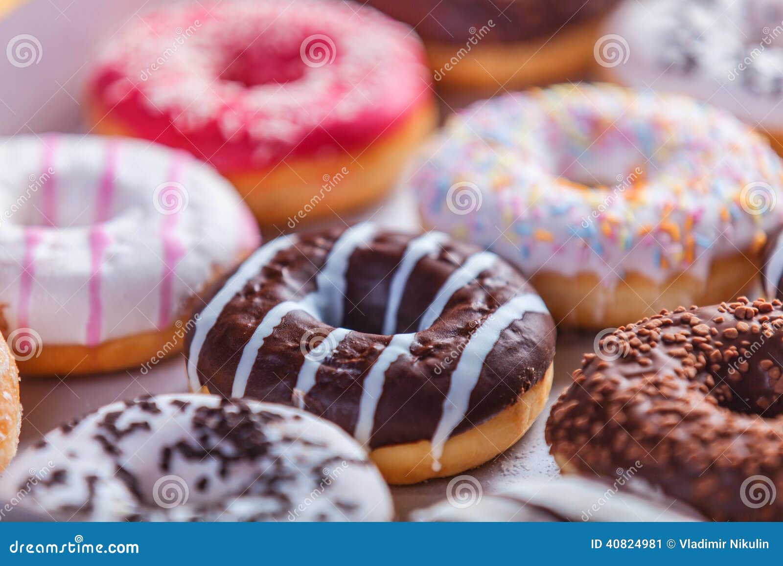 Donuts in box. stock image. Image of bread, cafe, black - 40824981