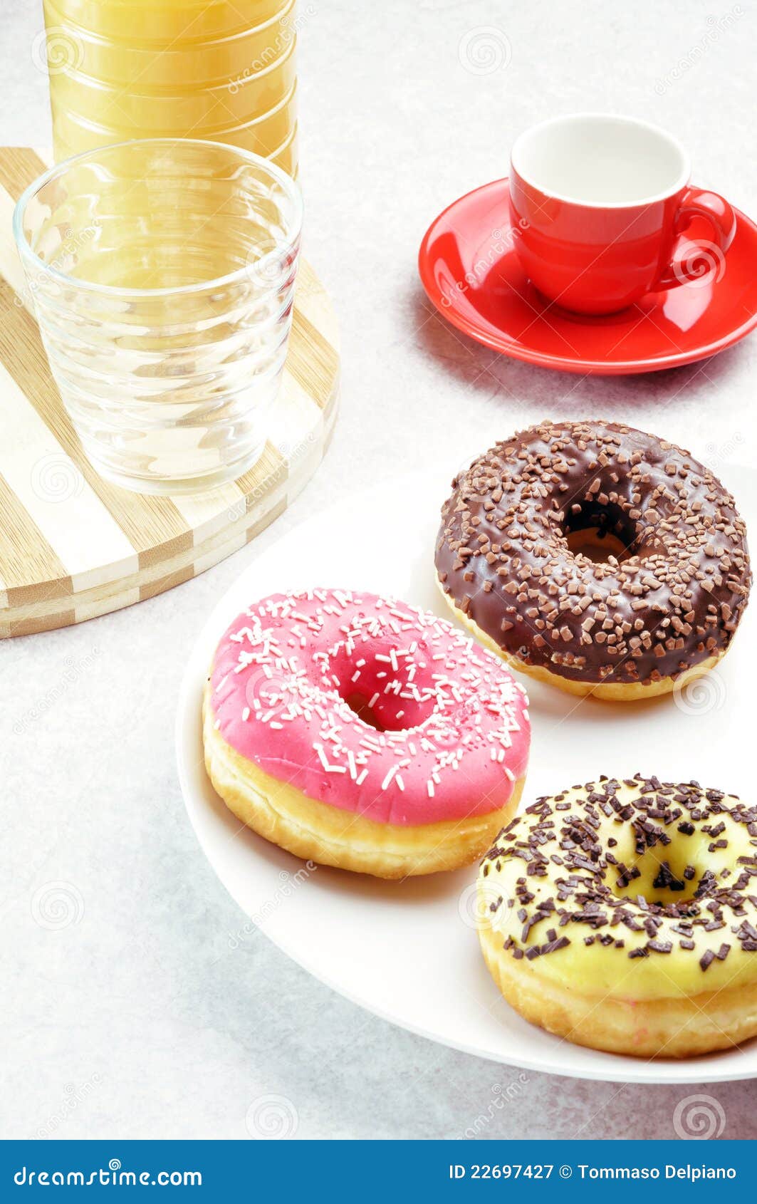 Donuts for breakfast stock image. Image of sweet, wood - 22697427