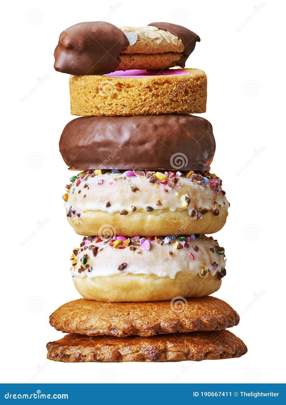 Donuts, Cookies and Pastries in a Studio Setting, Isolated on White ...