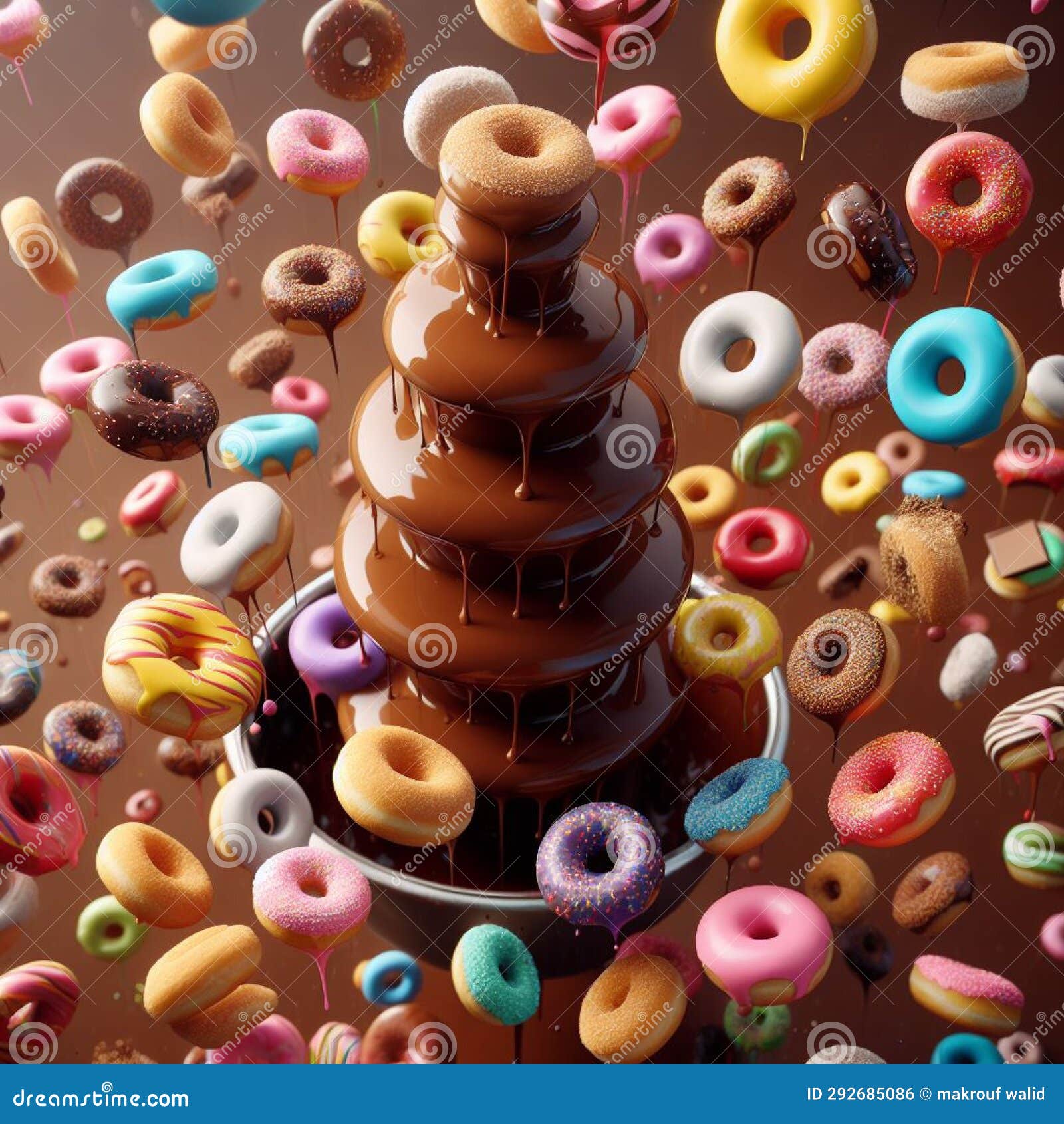 Donuts falling in chocolat stock photo. Image of buttercream - 292685086
