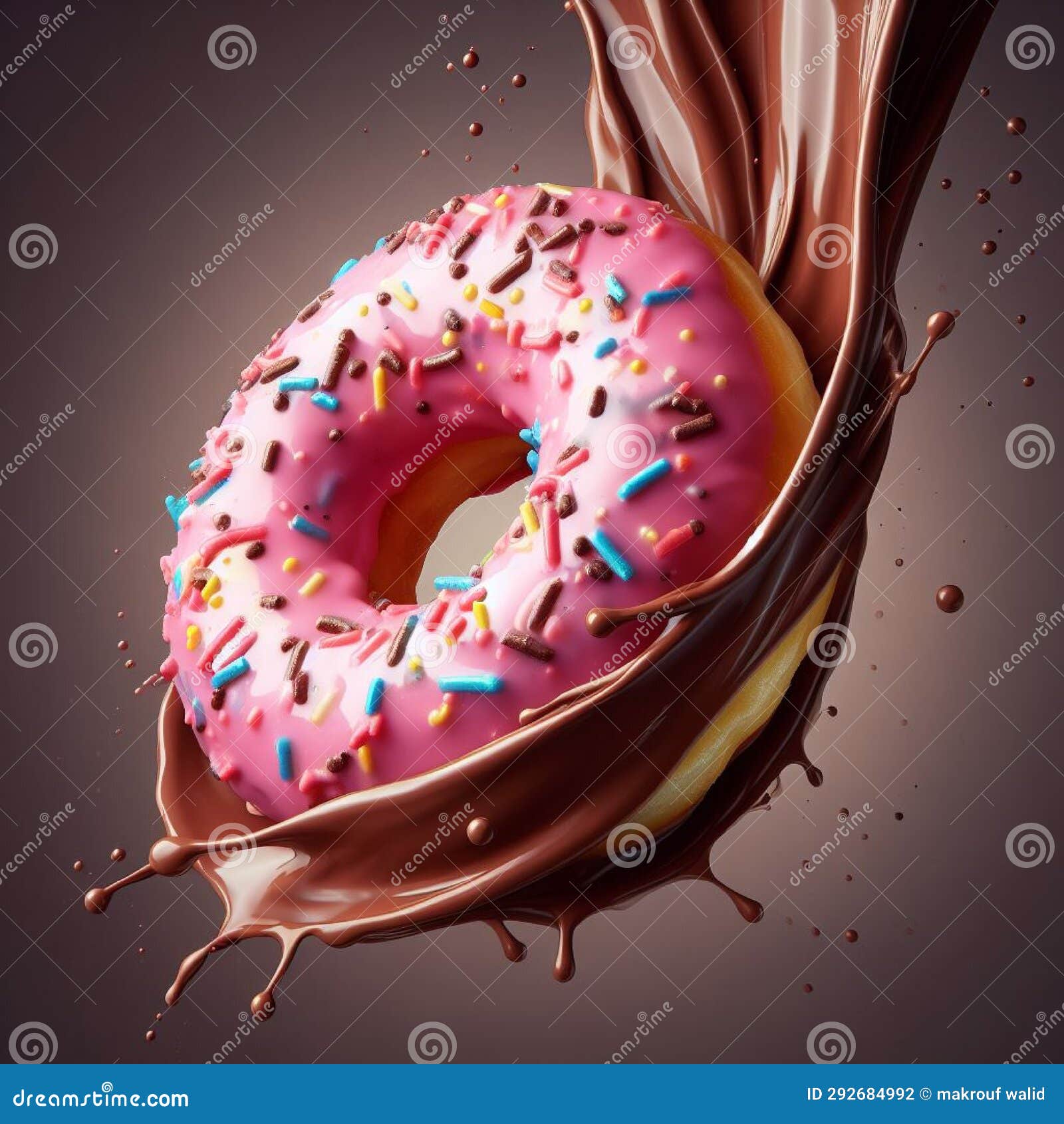 Donuts falling in chocolat stock photo. Image of baking - 292684992