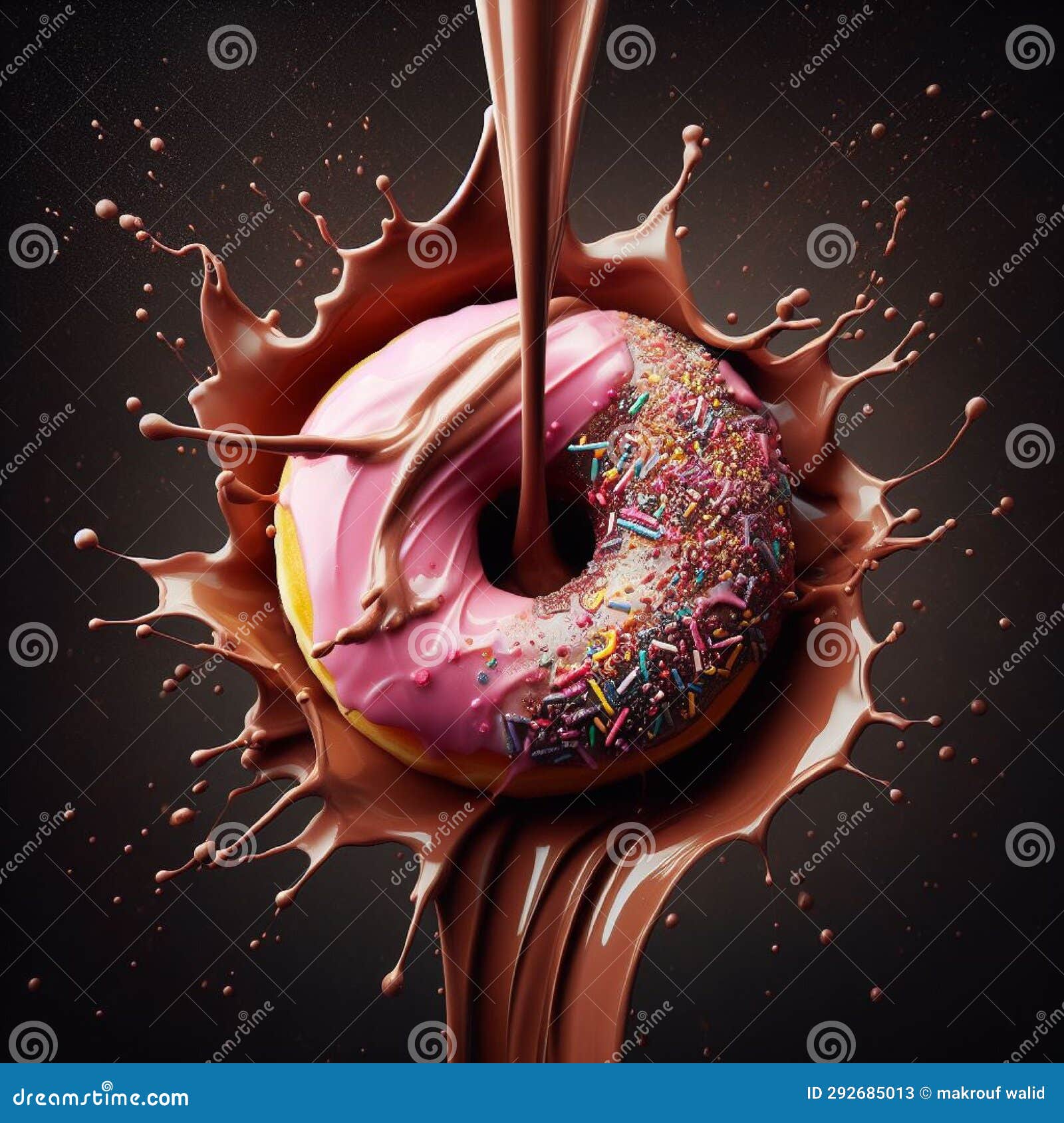 Donuts falling in chocolat stock illustration. Illustration of cartoon ...