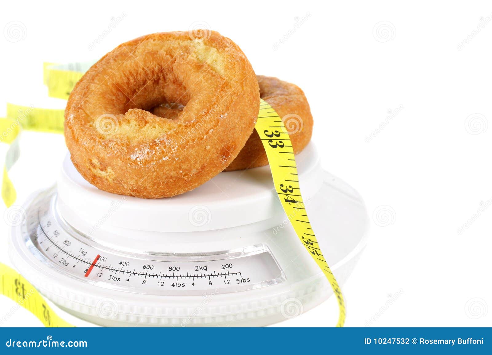 Donuts on Food Scale with Tape Measure Stock Photo - Image of measure ...