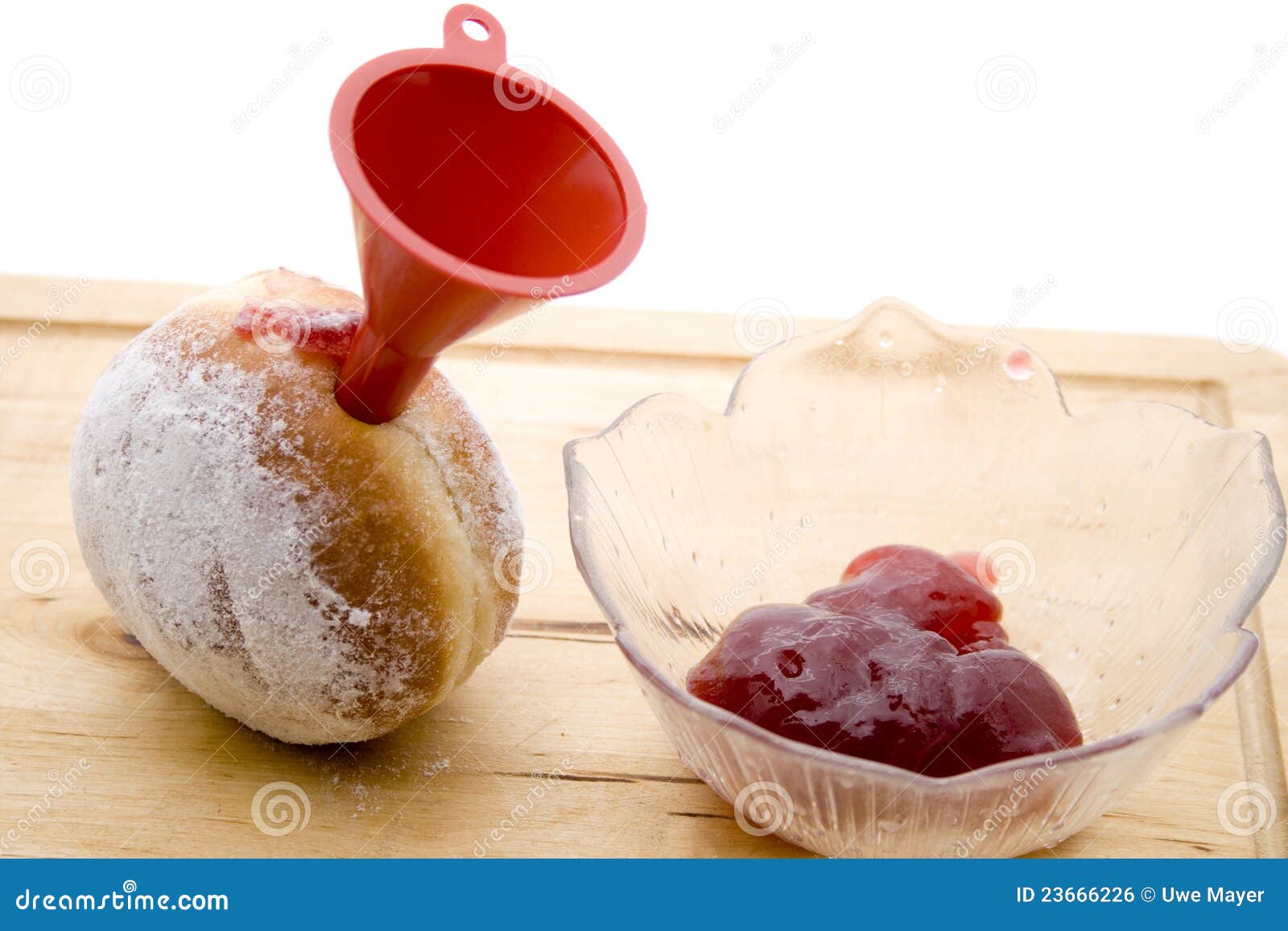 Donuts with funnel and jam stock photo. Image of bowl - 23666226