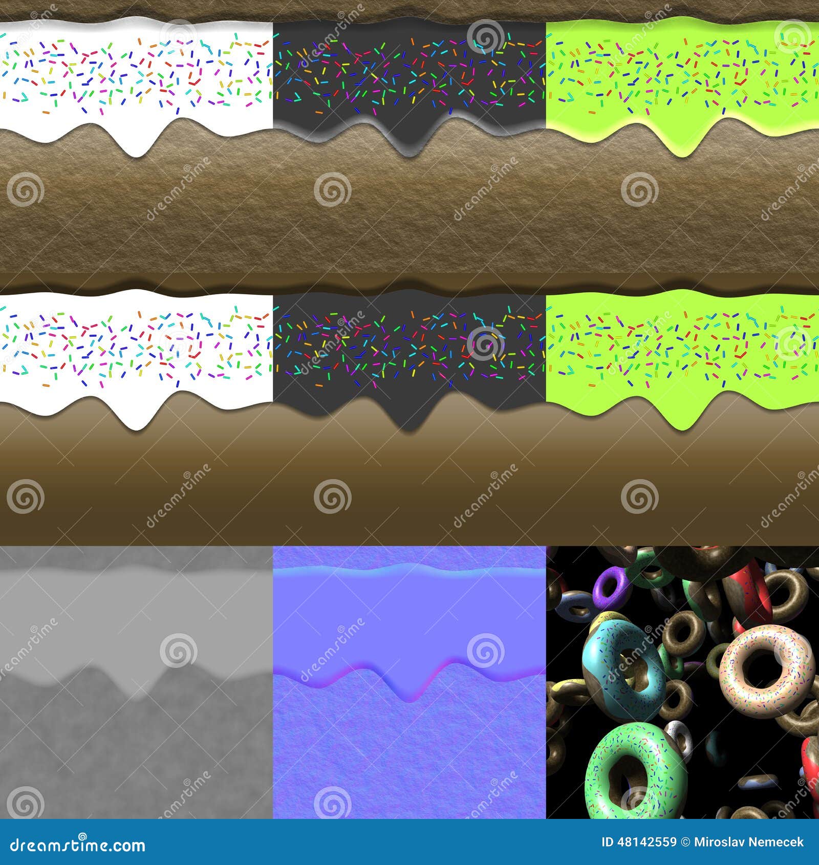 Donuts Generated Textures With Diffuse, Bump, Normal Stock Photo ...