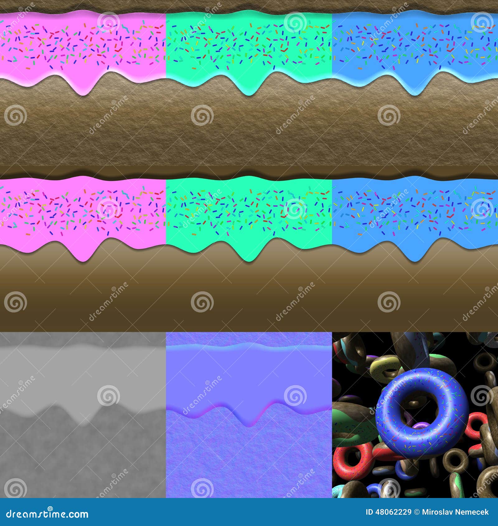 Donuts Generated Textures With Diffuse, Bump, Normal Stock Photo ...