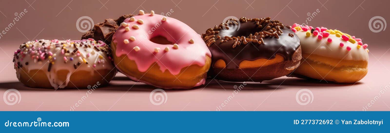 Donuts on a Gradient White Pink Background. Generative AI Stock ...