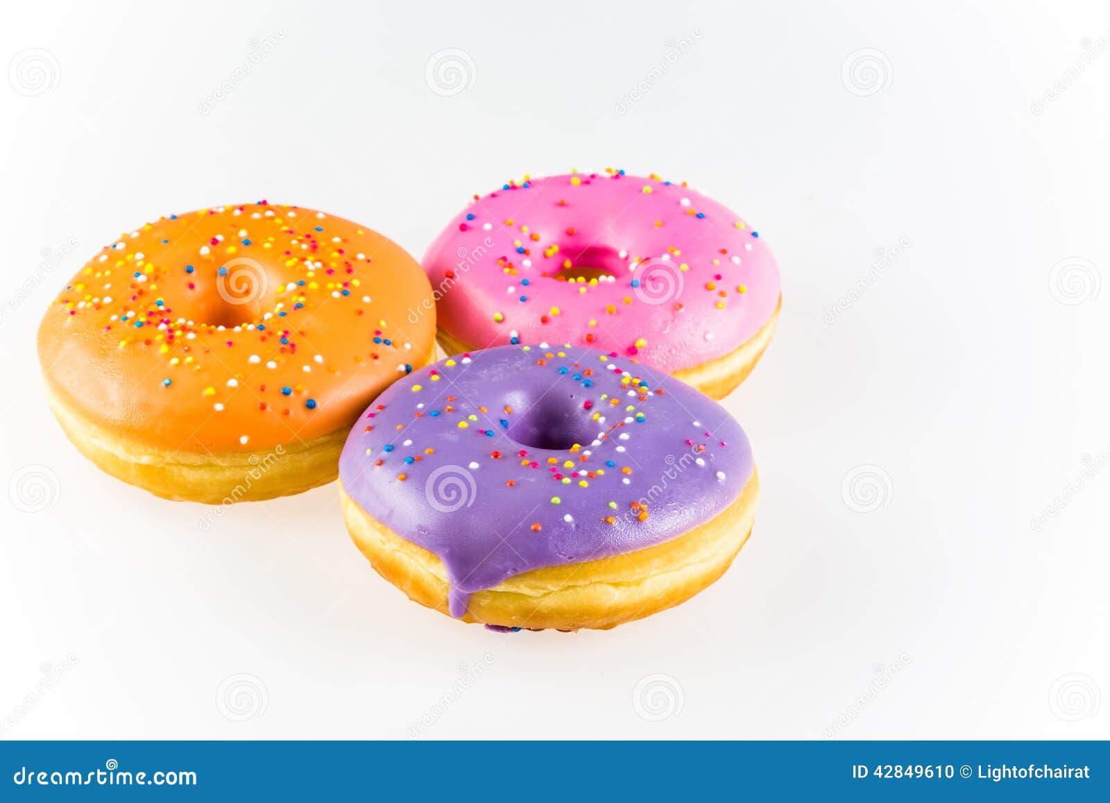 Donuts Isolated on White Background Stock Photo - Image of delicious ...