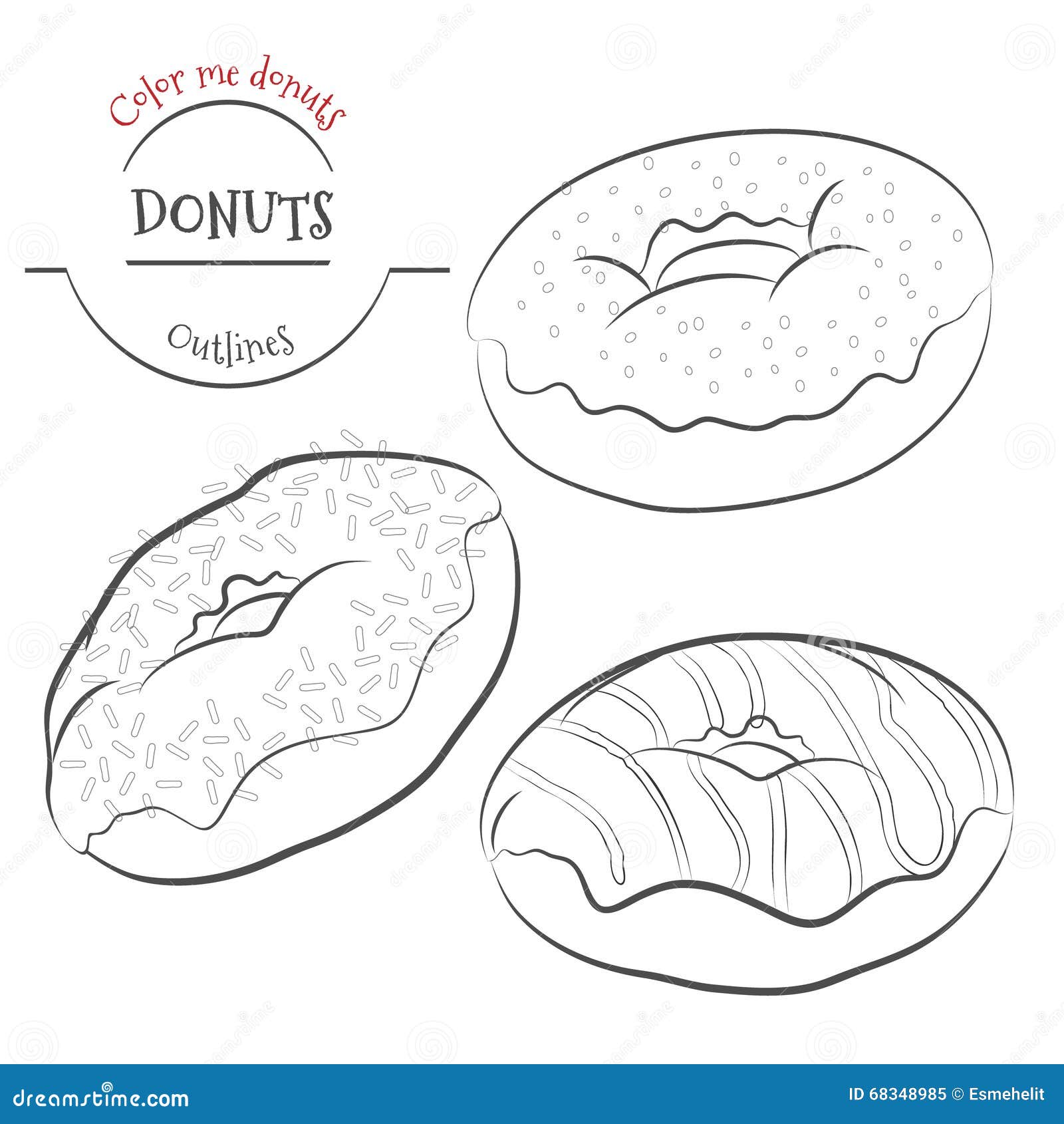 Donuts Outline Set. Collection of Contour Donuts with Different Stock ...