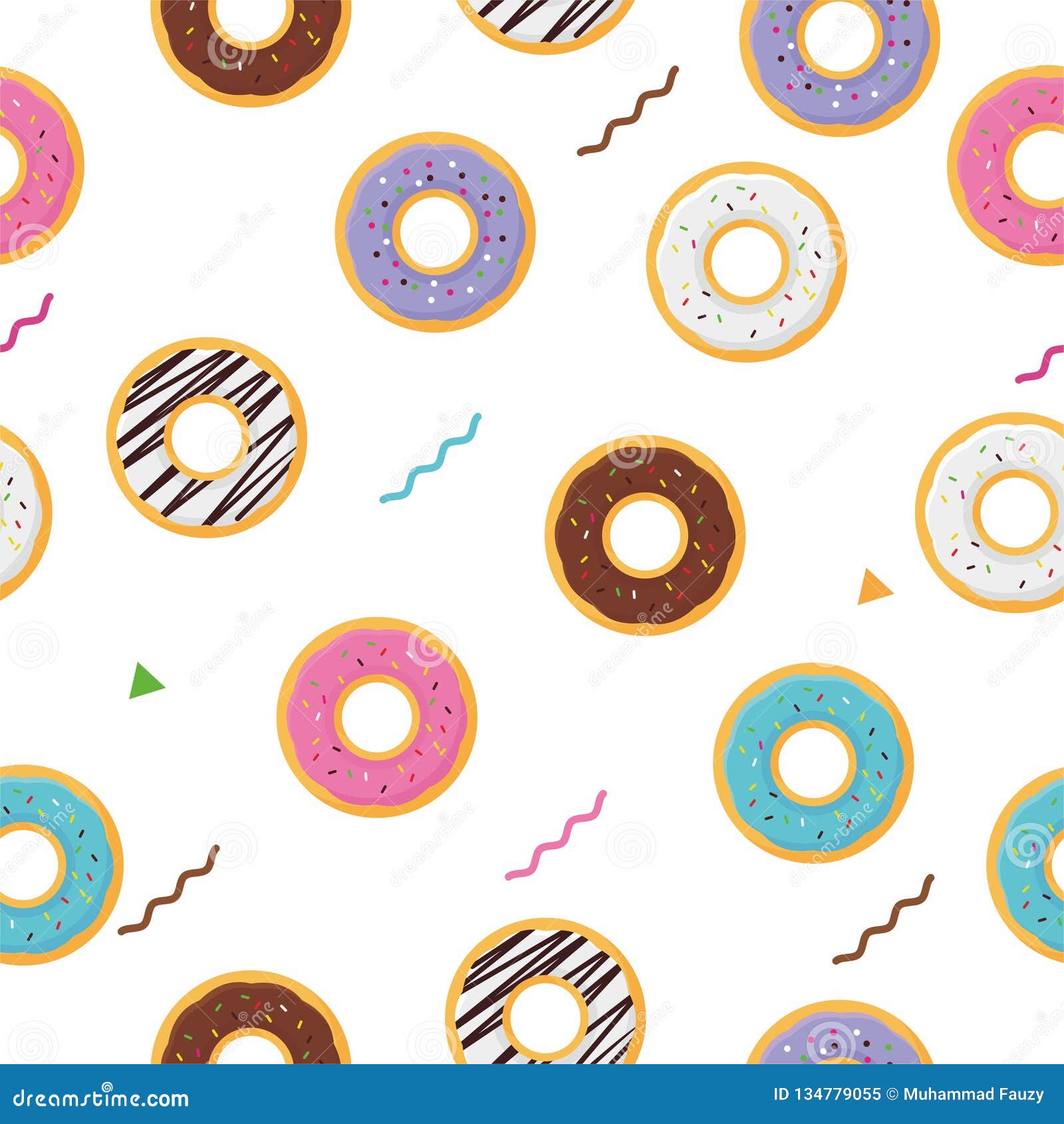 Colorful Seamless Background with Donuts Pattern Stock Vector ...