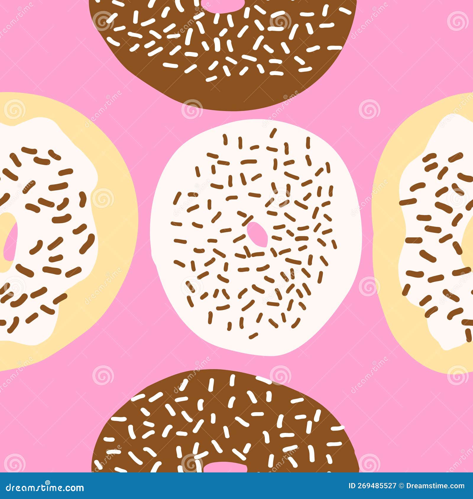 Seamless Donuts Pattern in Cartoon Flat Style Stock Vector ...