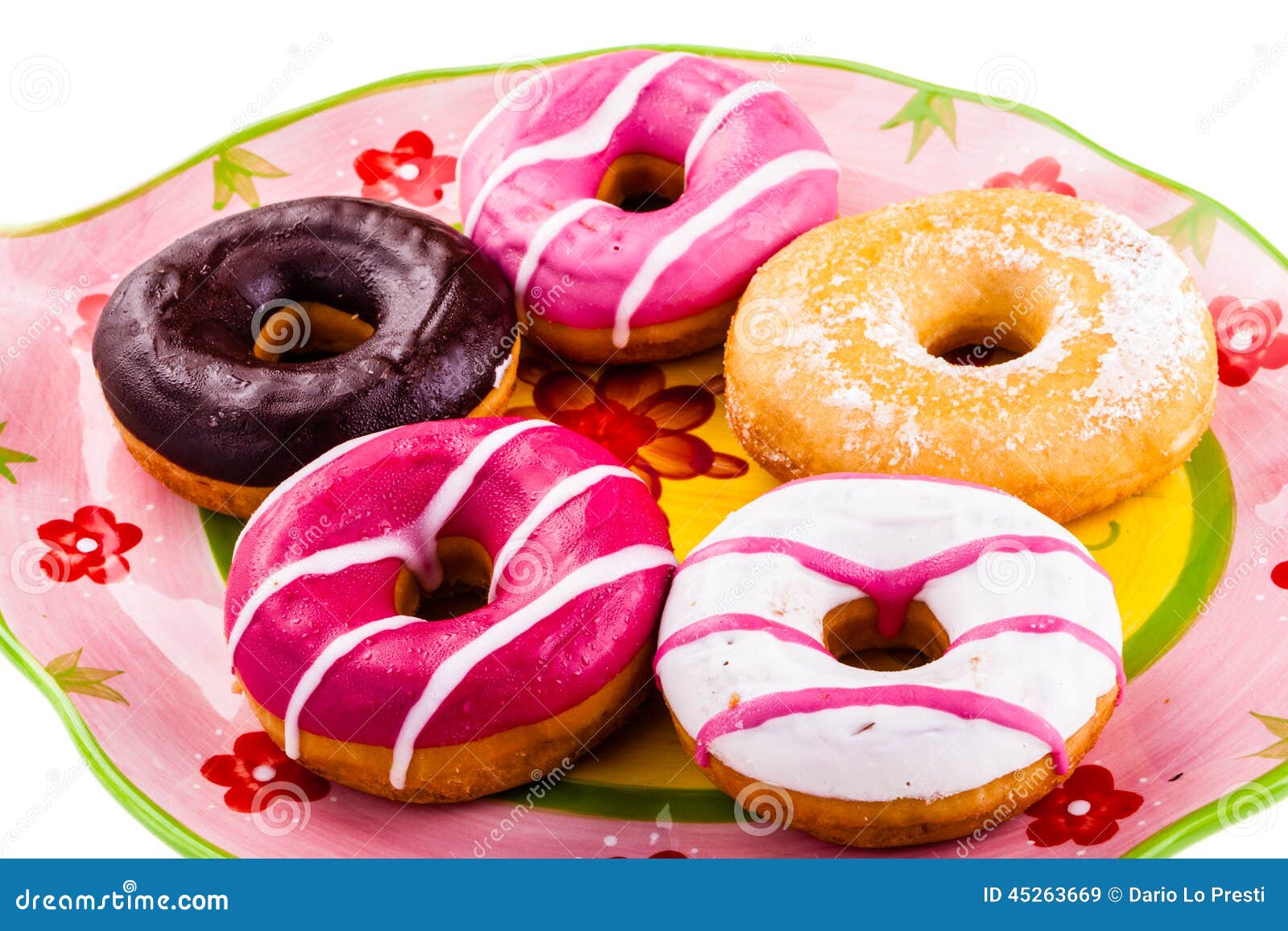 Donuts on a plate stock image. Image of ornated, fast - 45263669
