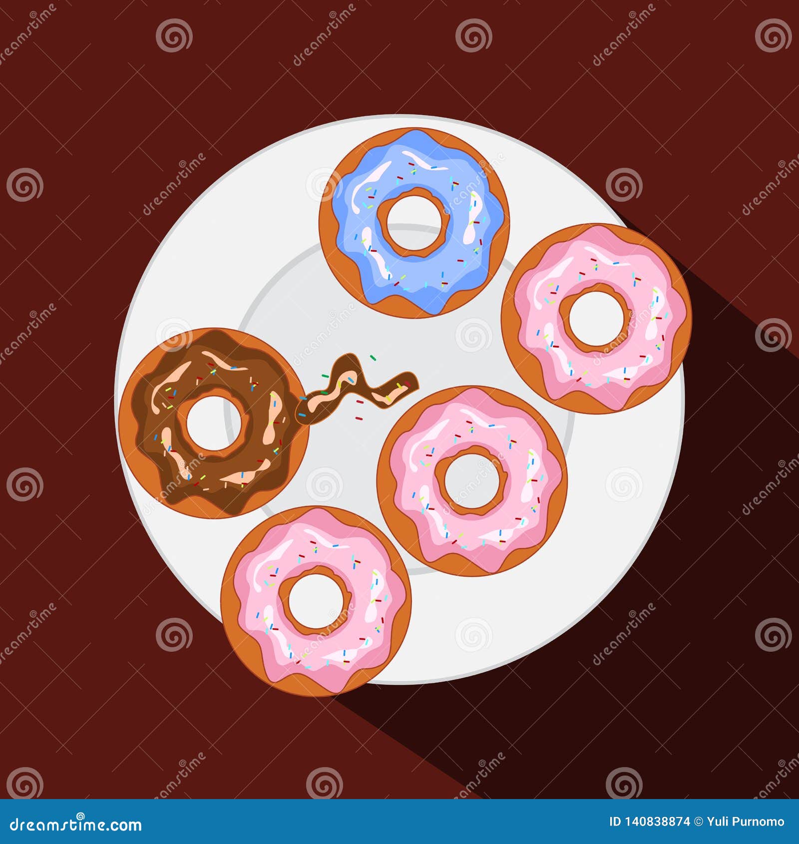 Donuts on Plate Vector Image Stock Vector - Illustration of orange ...