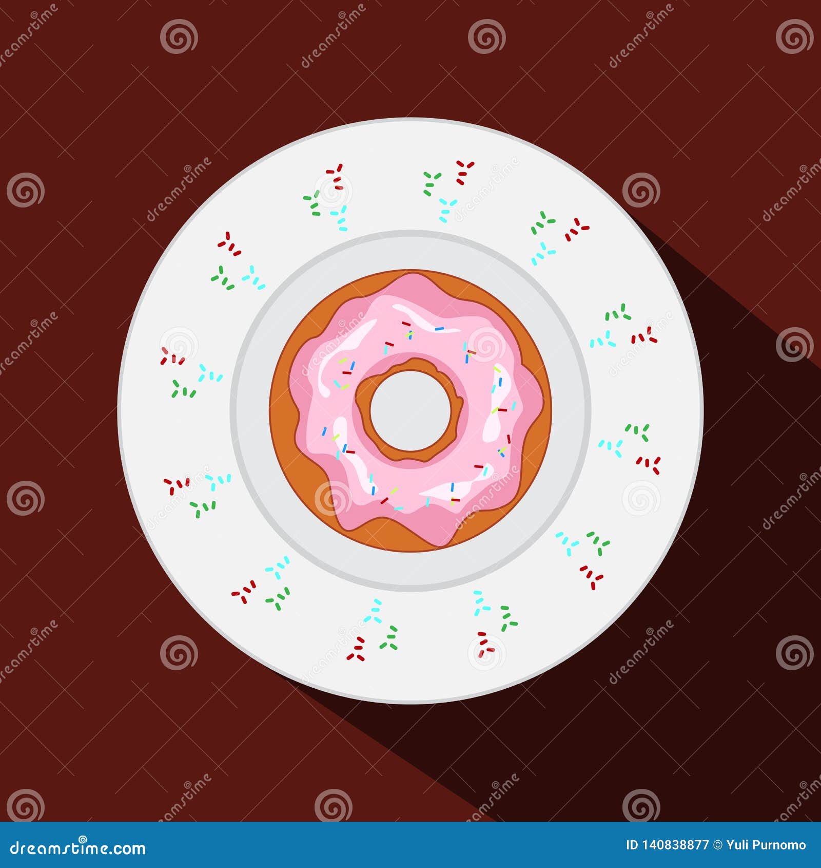 Donuts on Plate Vector Image Stock Vector - Illustration of sweet ...