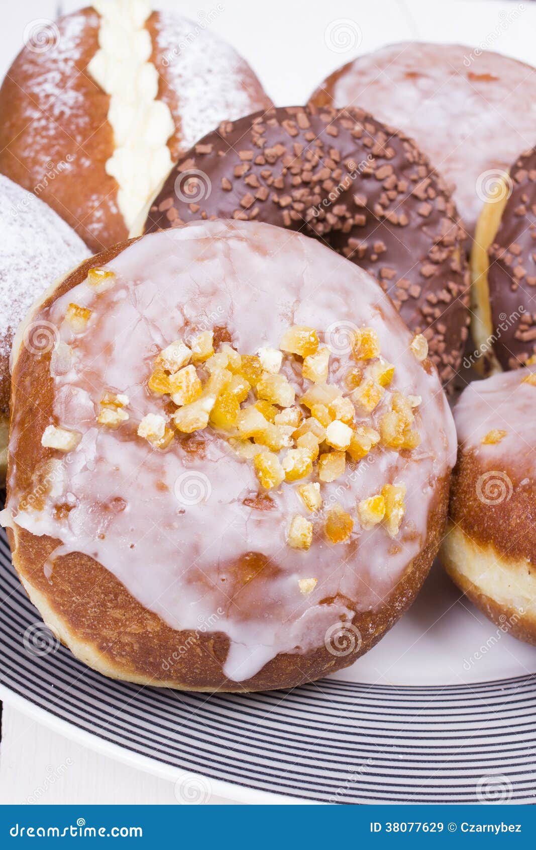 Donuts on the platter stock image. Image of cake, eaten - 38077629