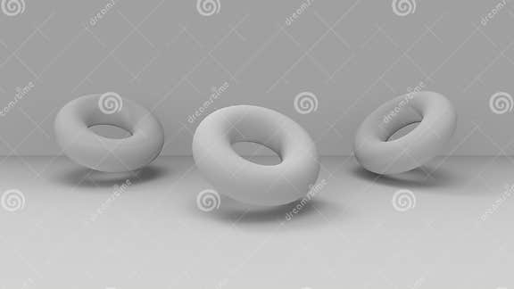 Donuts or Rings 3d Rendered Object in a Studio Backdrop. Stock ...