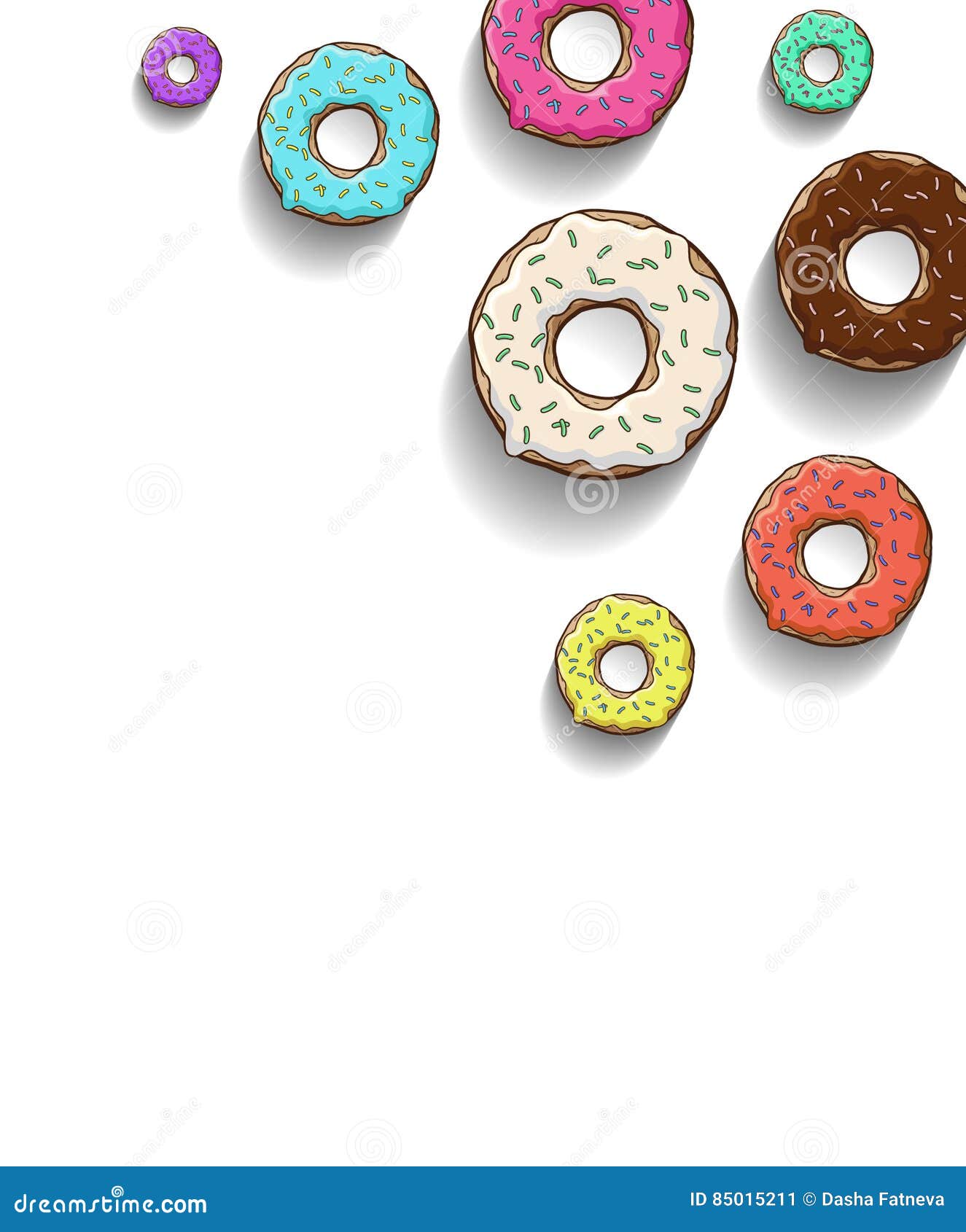 Donuts Set. Donuts with Shadow Stock Vector - Illustration of ...