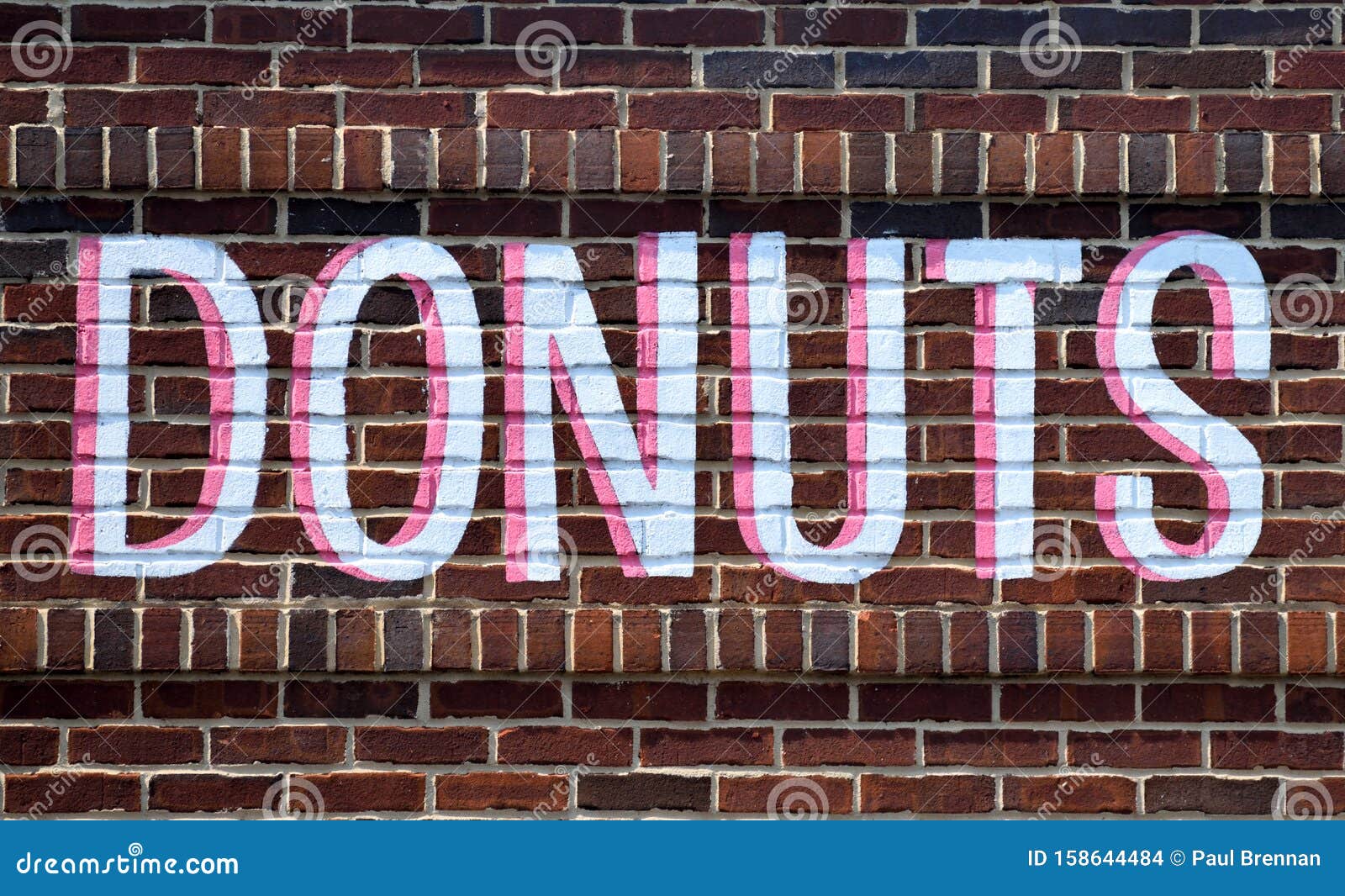 Donuts Shop Brick Wall Background Stock Photo - Image of texture, rough ...