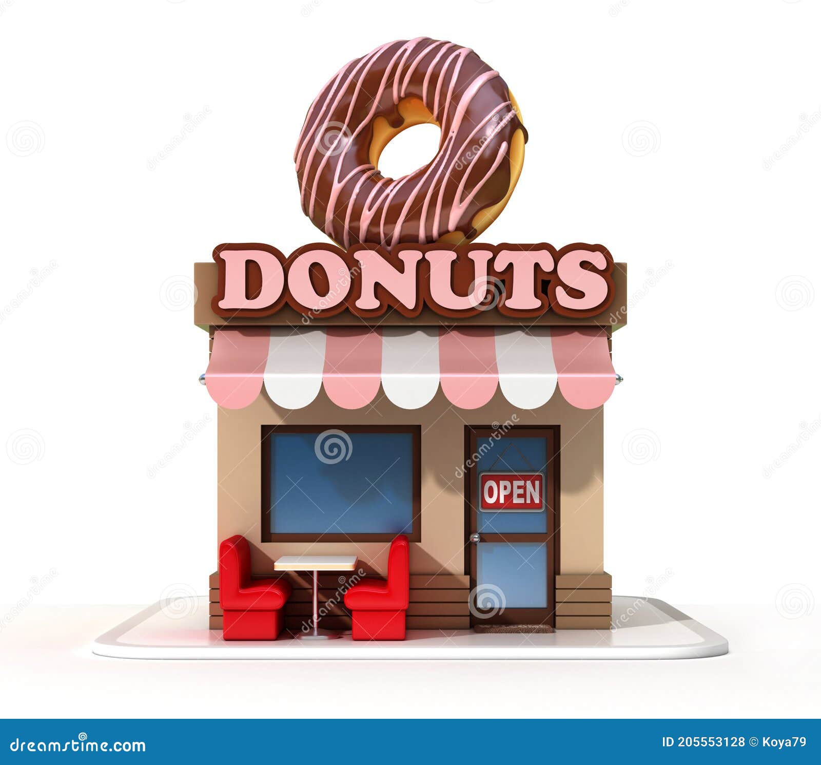 Donuts Shop Store Front 3d Rendering Stock Illustration - Illustration ...