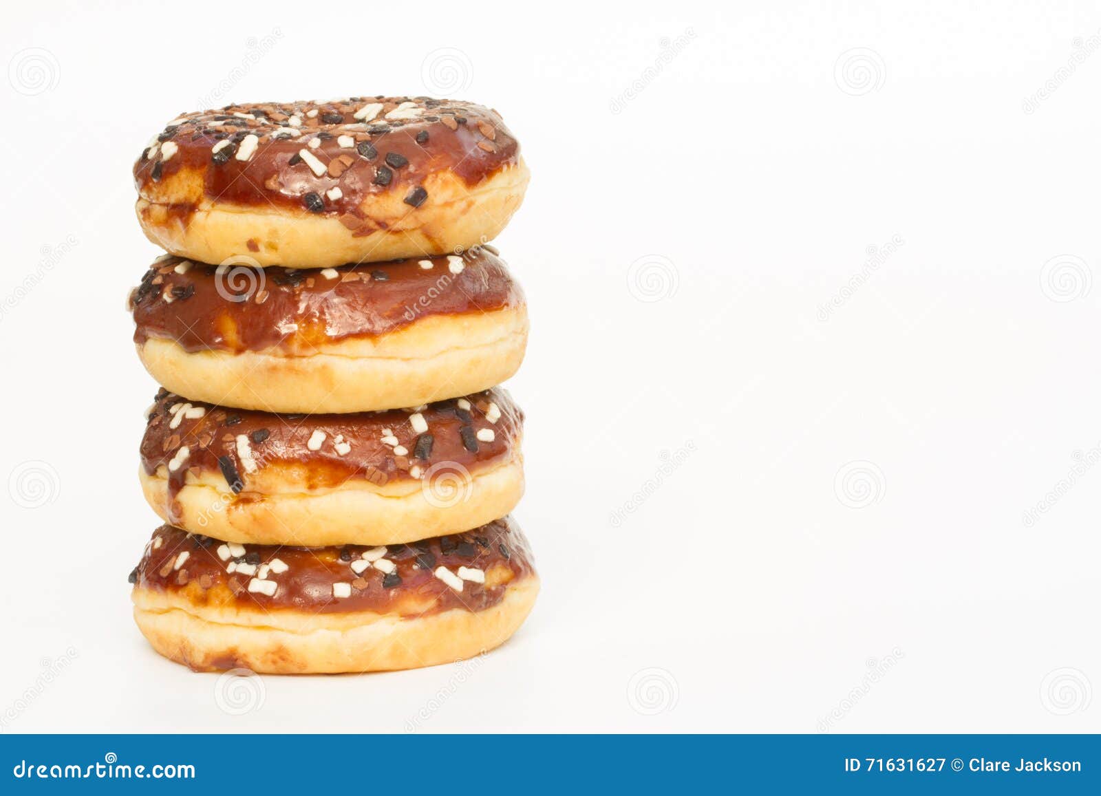 Donuts Stack with Chocolate Icing Stock Image - Image of pink, bottom ...