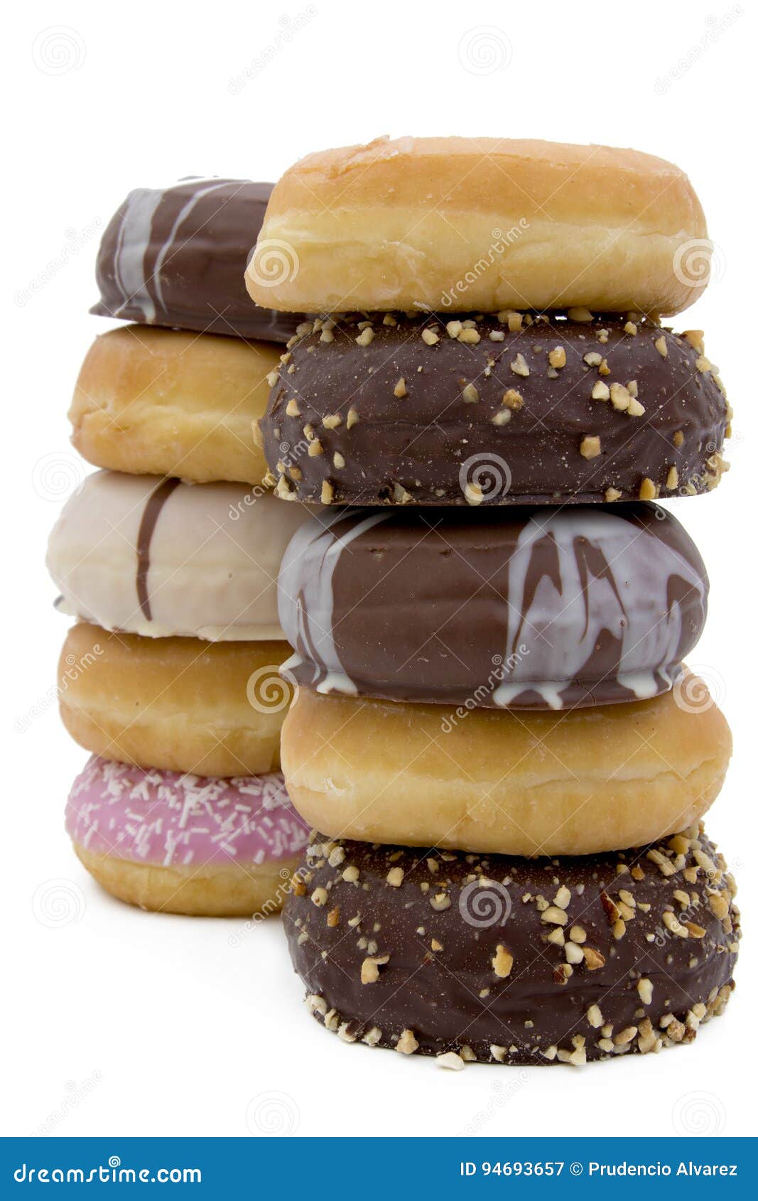 Donuts stacked stock image. Image of glazed, cake, pile - 94693657