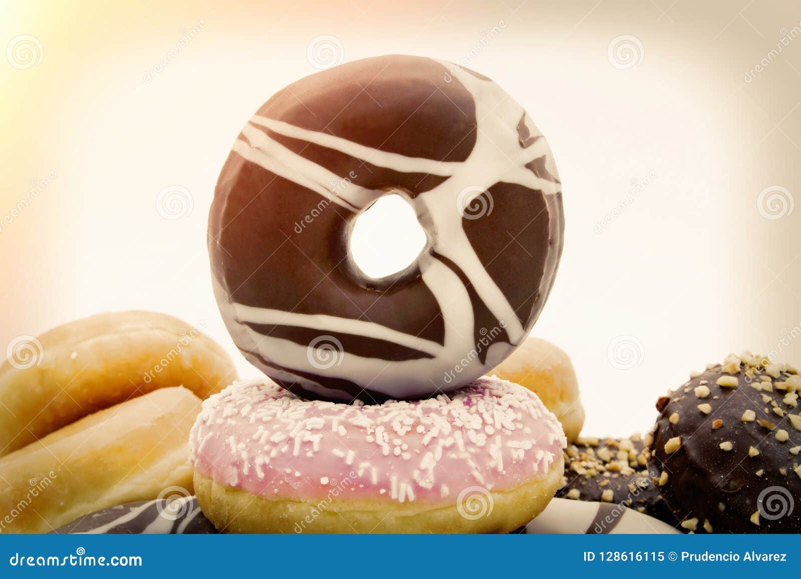 Donuts stacked isolated stock image. Image of stacks - 128616115