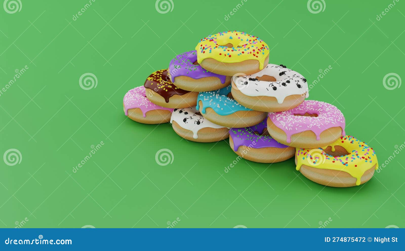 Donuts are Stacked in a Pyramid. a Pyramid of Donuts. Donuts with ...