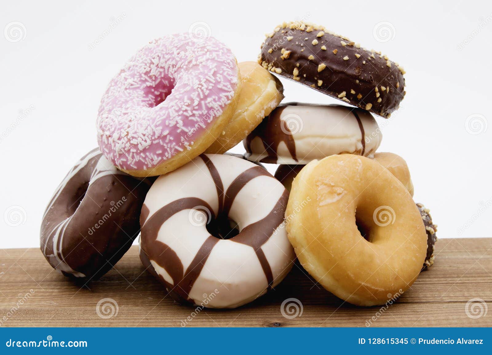 Donuts stacked stock image. Image of varied, donuts - 128615345