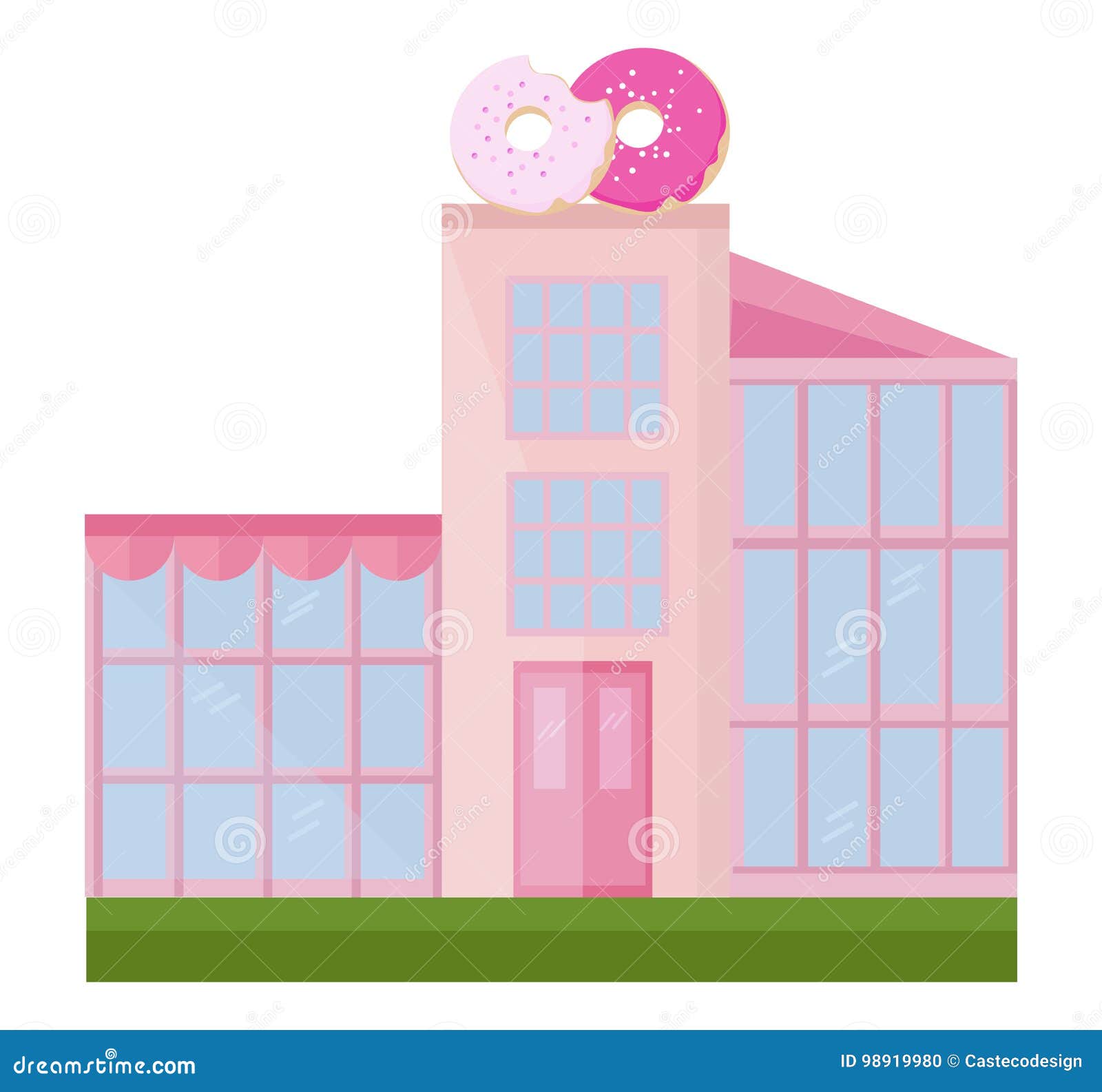 Donuts Store Facade Building Vector Illustration Stock Vector ...