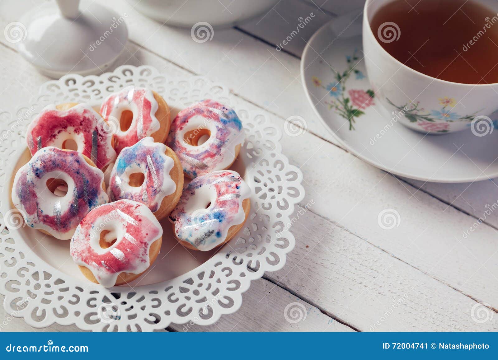 Donuts and Tea stock image. Image of nutrition, dough - 72004741
