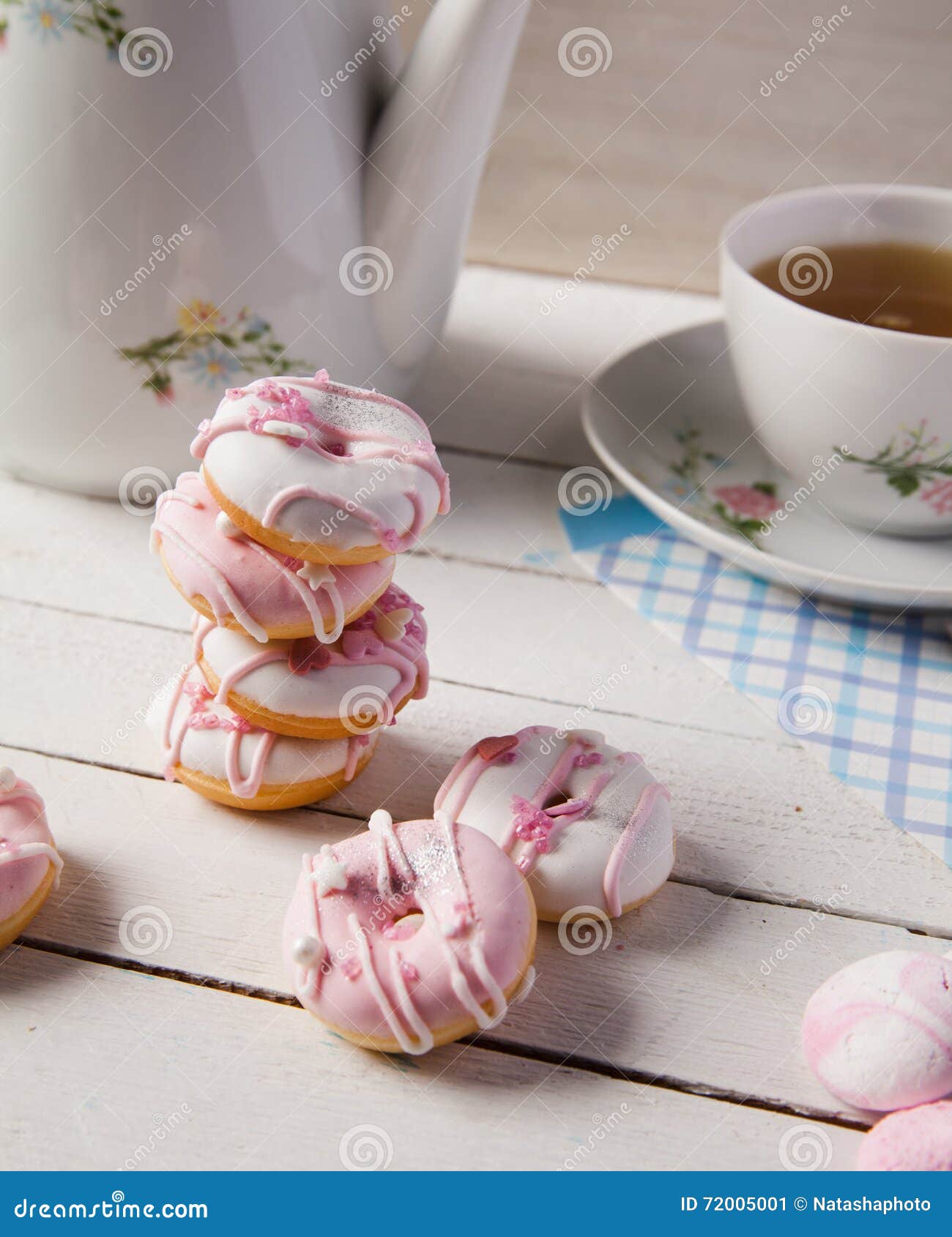 Donuts and Tea stock image. Image of dessert, baked, dough - 72005001