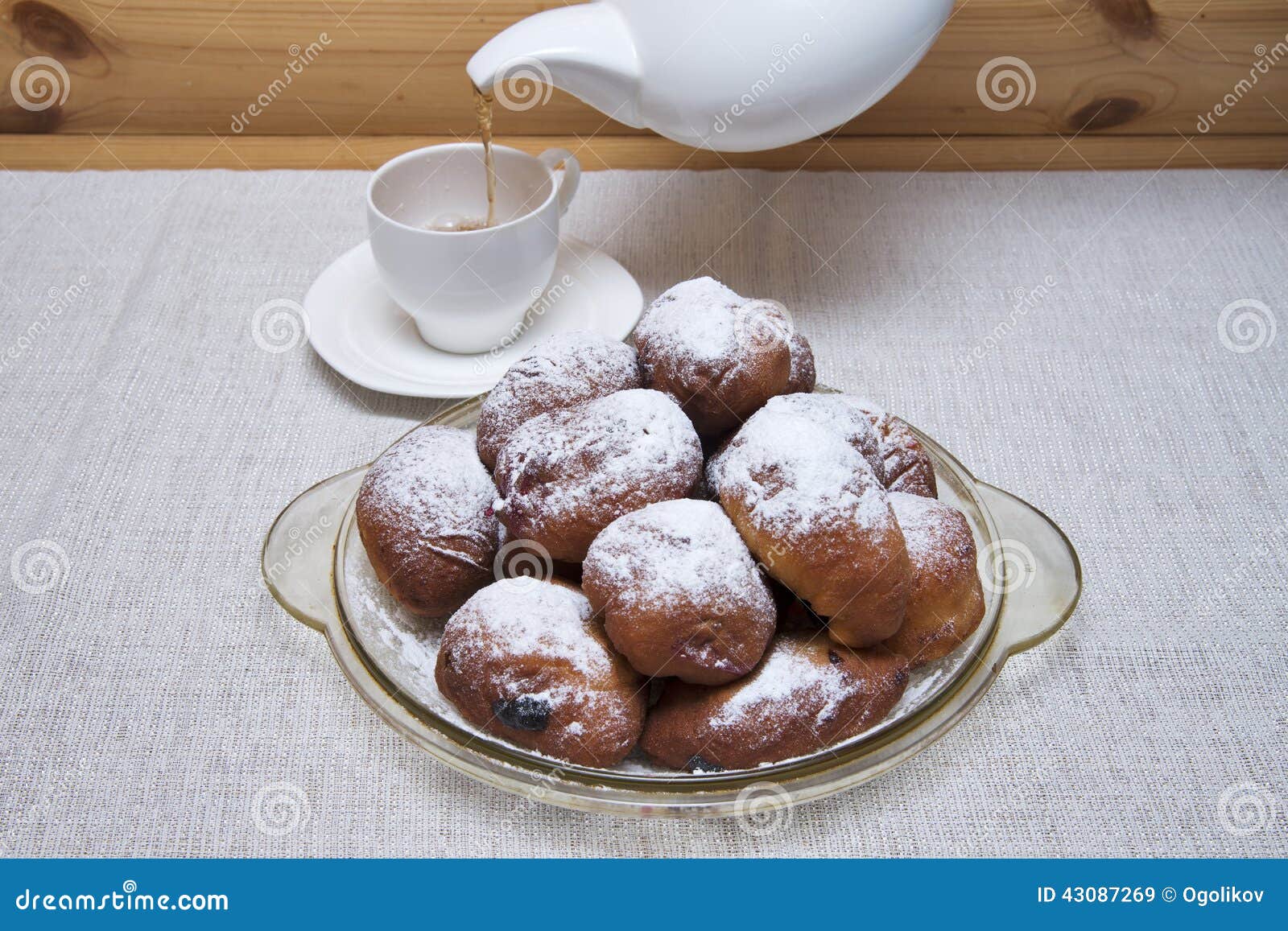 Donuts with tea stock image. Image of delicious, poured - 43087269