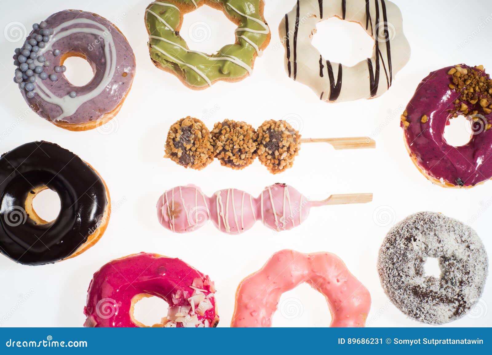 Donuts Texture Border White Background Stock Image - Image of donuts ...