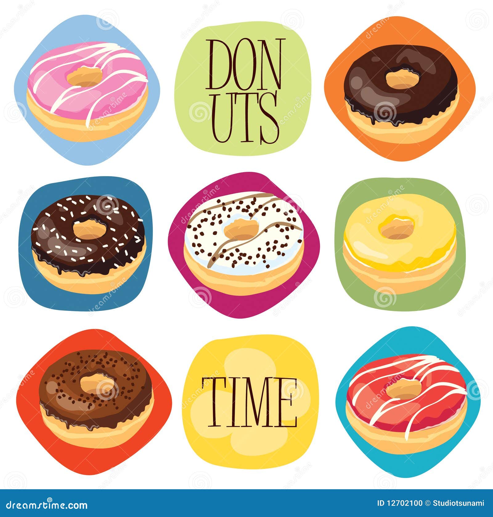 Donuts time stock vector. Illustration of fried, cake - 12702100