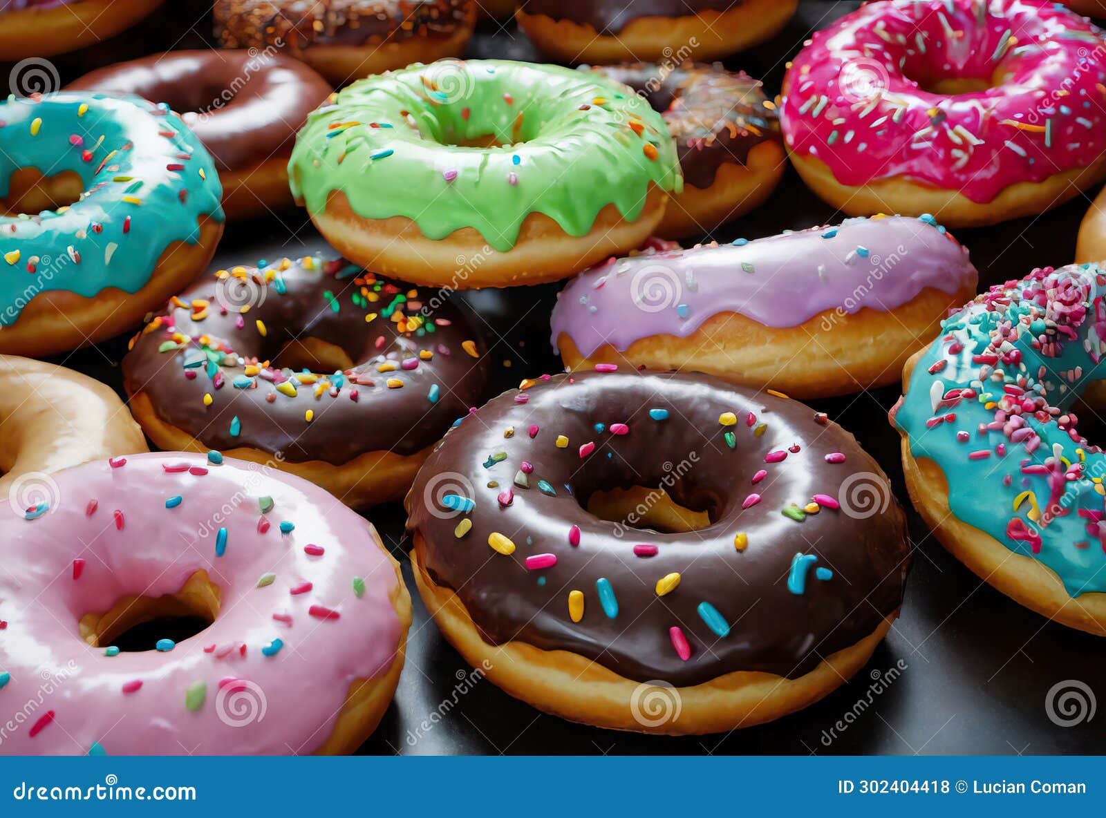 Donuts Various Toppings and Colors with Sprinkle Stock Illustration ...