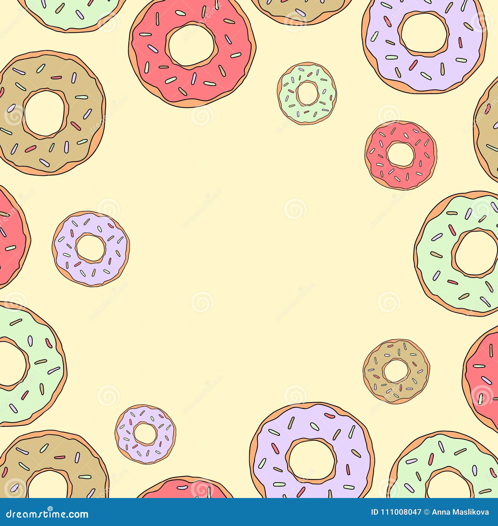 Donuts Vector Frame Isolated. Background for Social Networks Stock ...