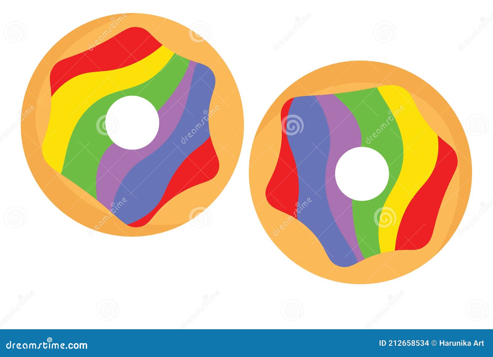 Donuts Vector with Rainbow Topping Stock Vector - Illustration of girl ...
