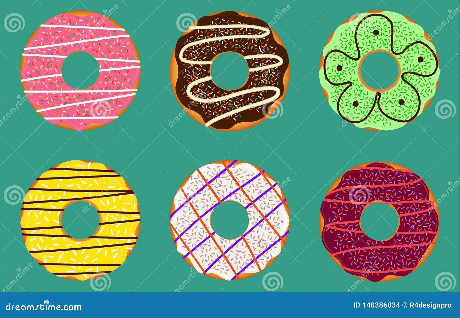 Donuts vector set stock vector. Illustration of collection - 140386034