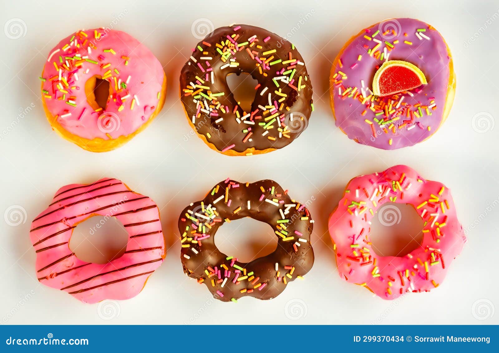 Donuts, White Background, Quantity 6 Pieces Stock Photo - Image of ...