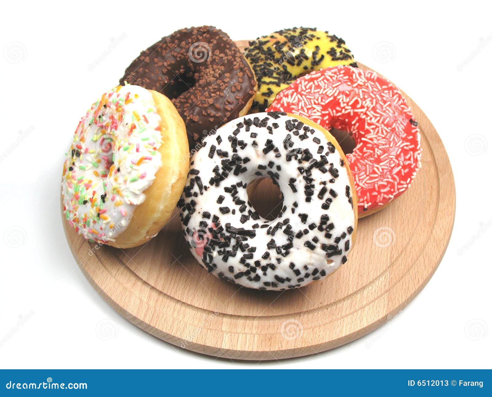 Donuts on wooden plate stock image. Image of donut, sweet - 6512013