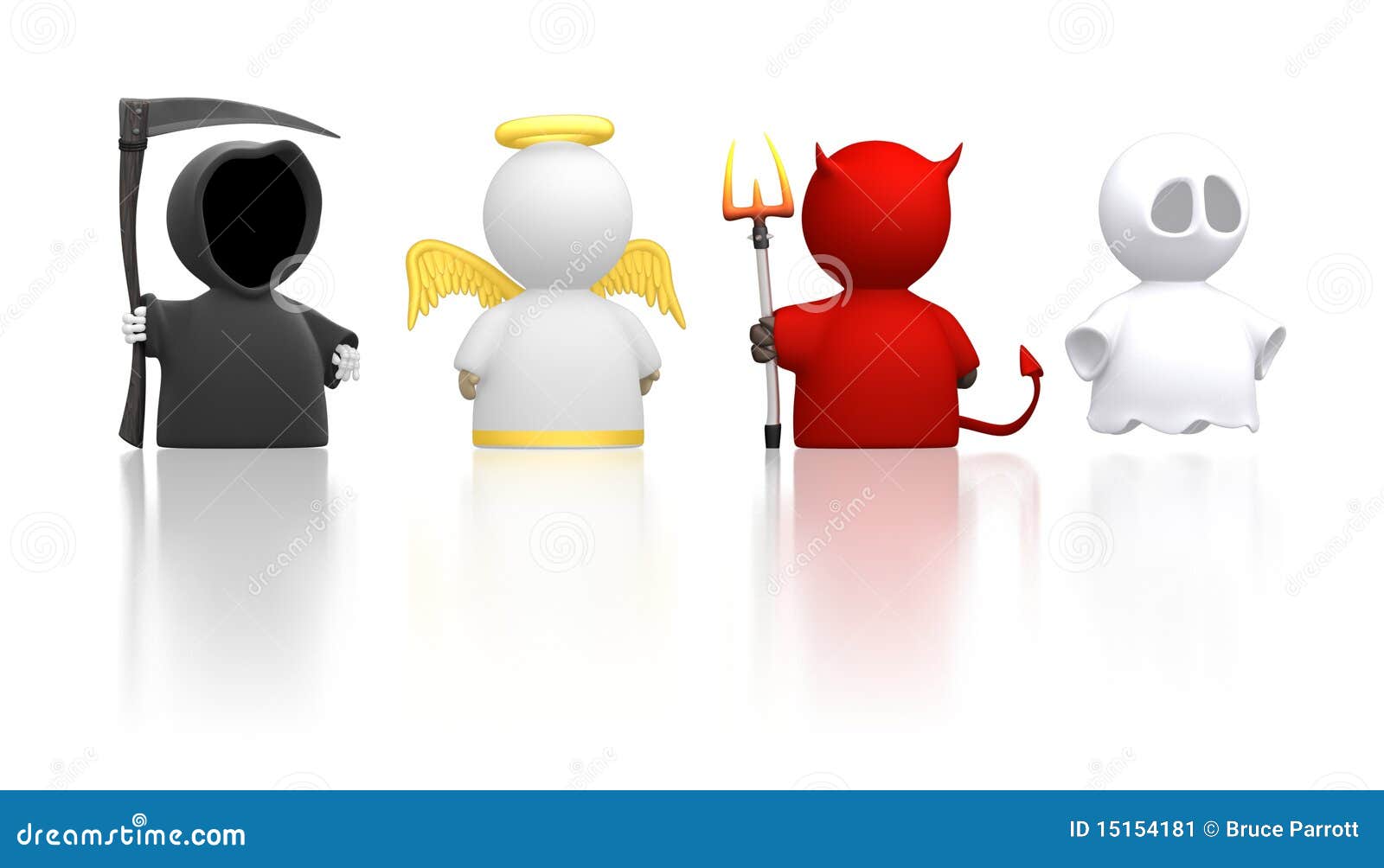 Dood, Engel, Duivel, En Spook - Witte Versie Stock Illustratie ...