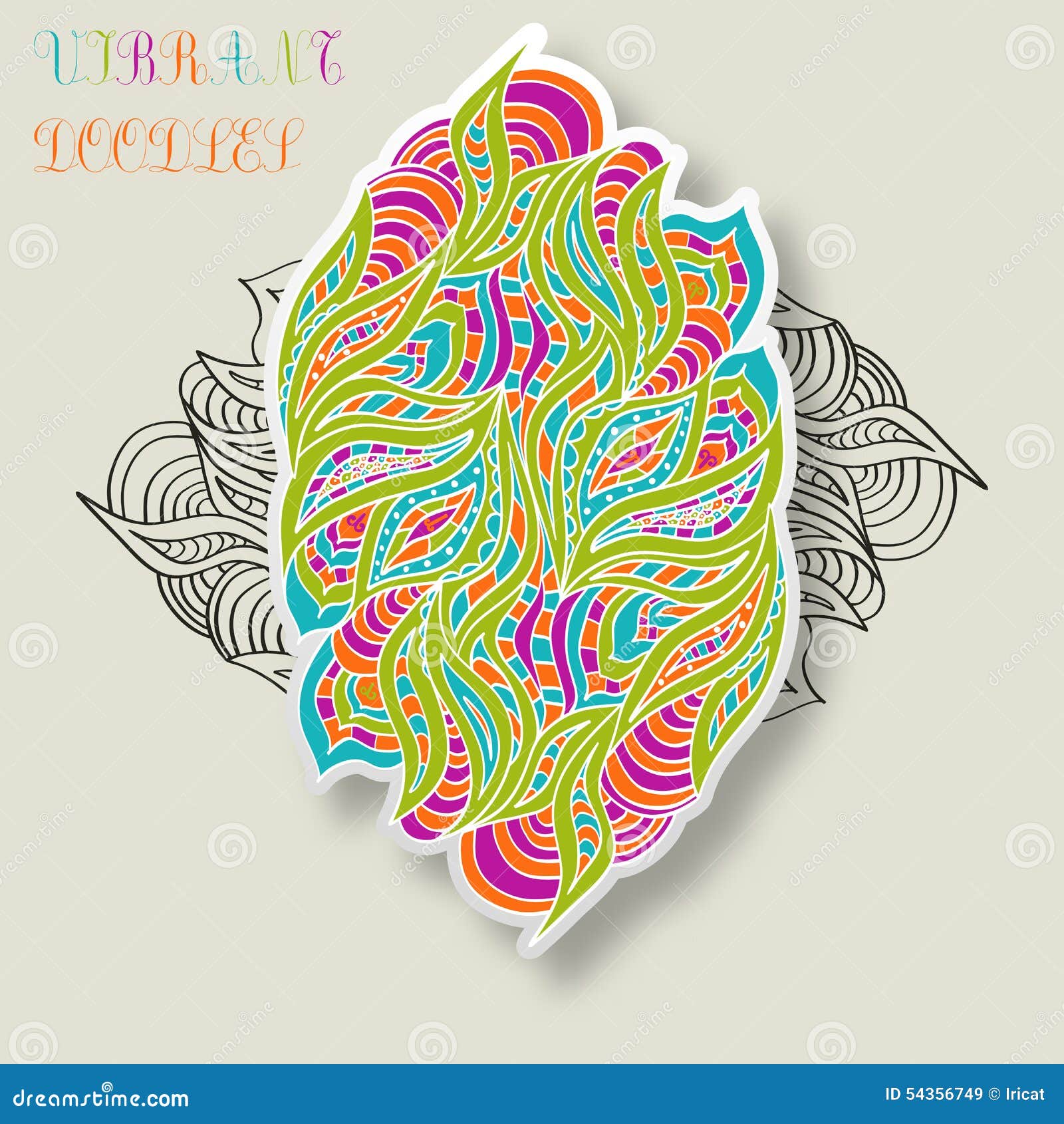Doodle Abstract Background. Color and Monochrome Pattern Stock Vector ...