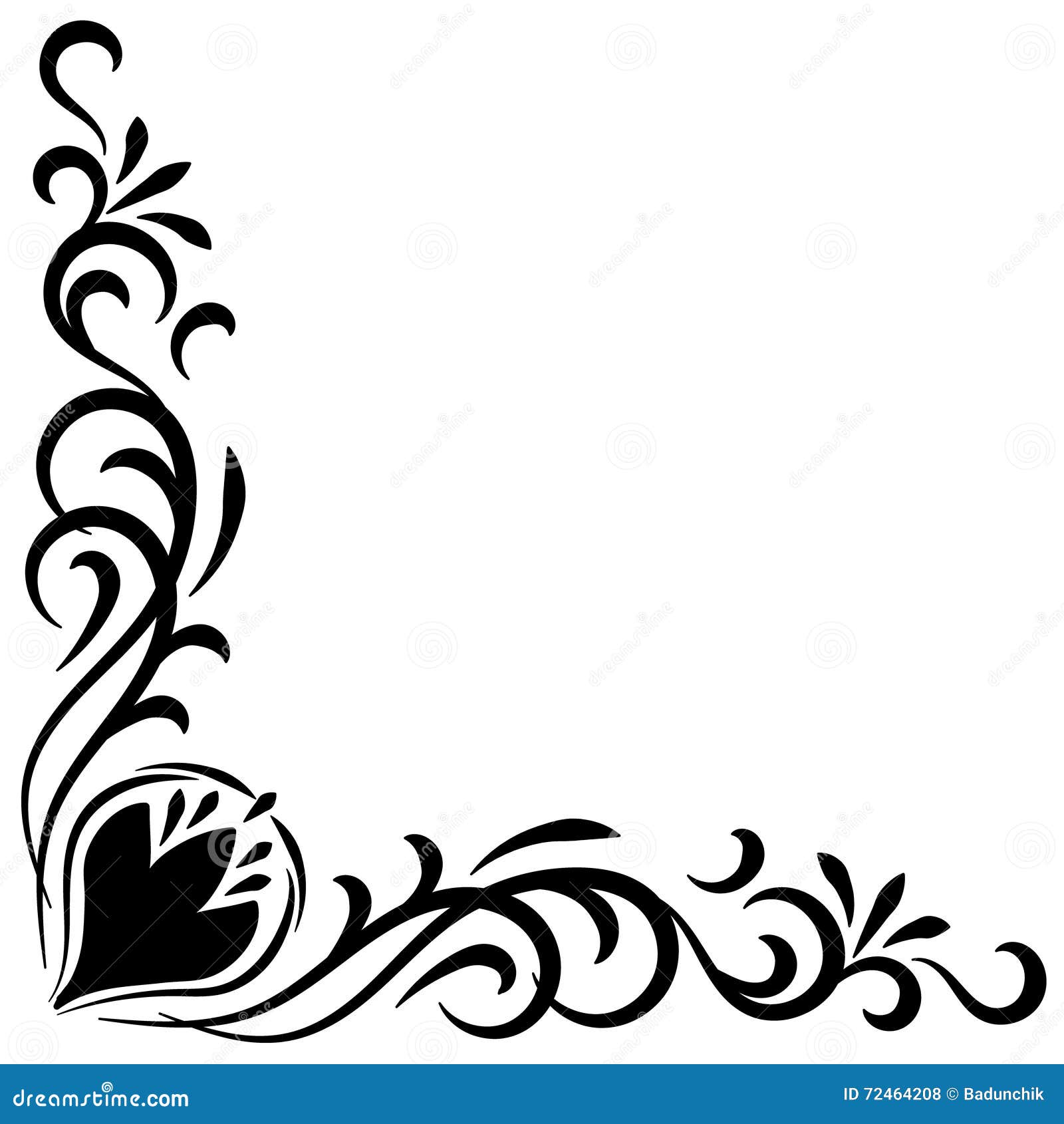 Doodle Abstract Handdrawn Flower Corner Frame Stock Vector ...